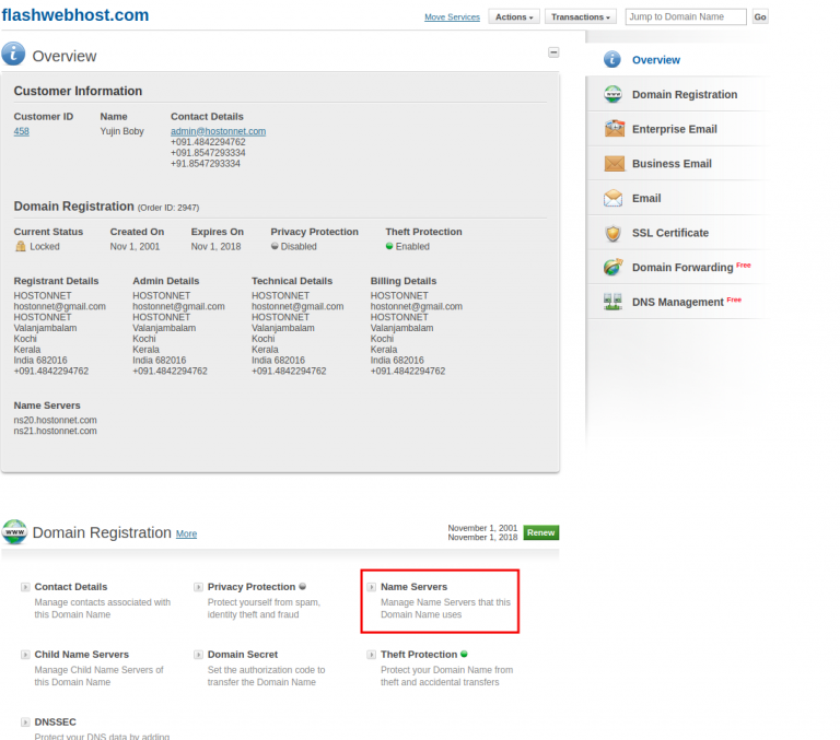 How to change Name Servers of a Domain Name | HostOnNet.com