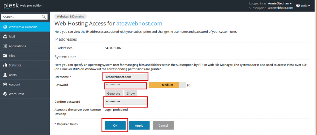 How to change FTP password in Plesk control panel | HostOnNet.com
