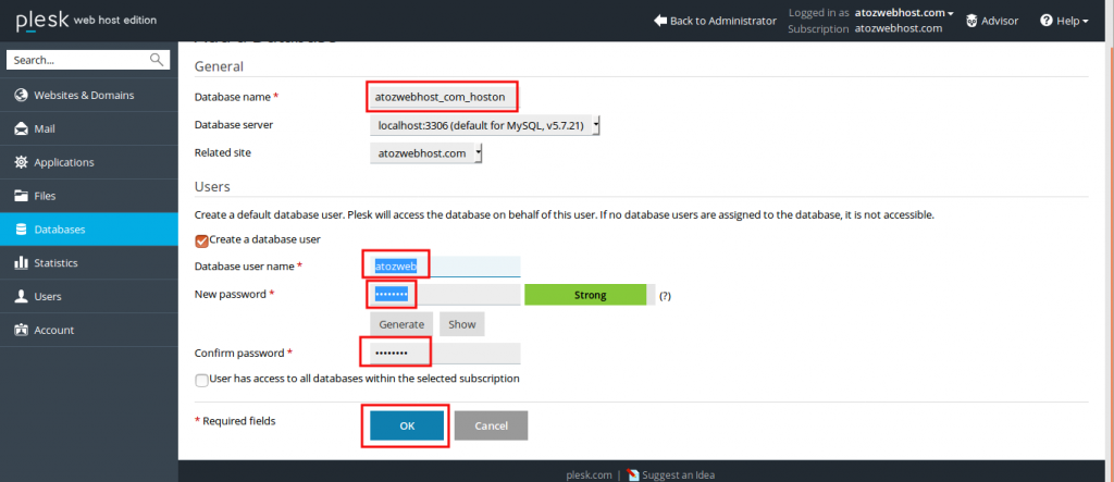 How to create and delete MySQL database in Plesk Control Panel | HostOnNet.com