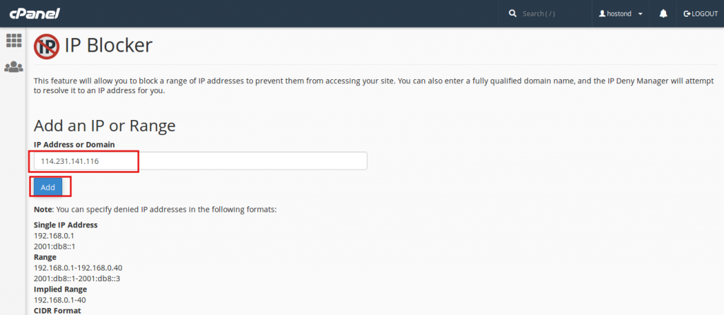 How to use the IP Blocker in cPanel | HostOnNet.com