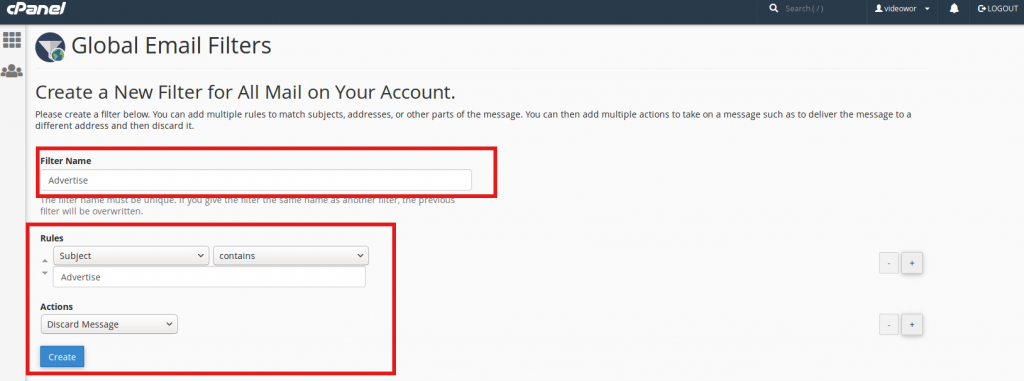 How to create a Global Email Filter in cPanel | HostOnNet.com