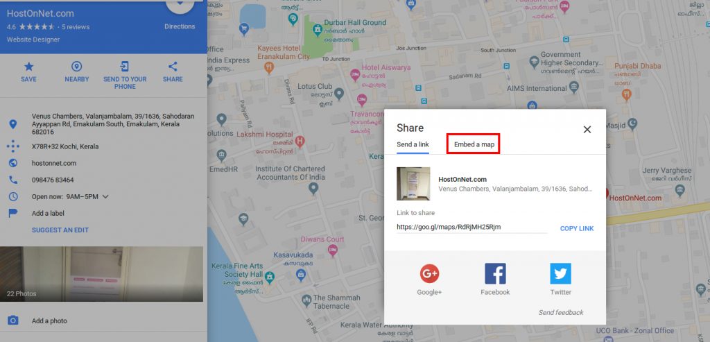 How to Directly Embed Google Location Map In WordPress. | HostOnNet.com