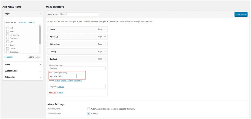 How to create a WordPress Menu Button | HostOnNet.com