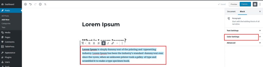 How to Change the Color of Text in WordPress Gutenberg editor ...